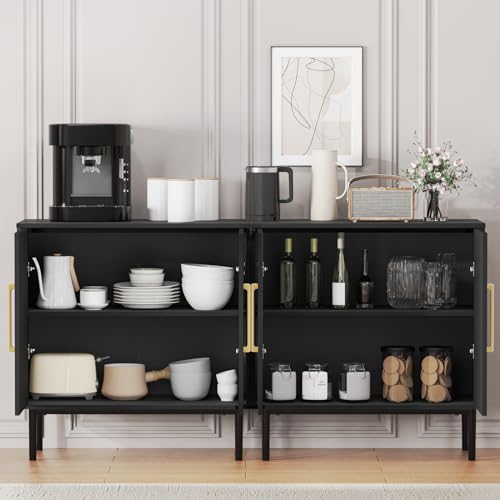 REHOOPEX Storage Buffet Cabinet, Accent Cabinet with Door, Modern Sideboard White Marble Pattern, Free Standing Cabinet, Wooden Gray Storage Cabinets for Bedroom, Kitchen, Office and Hallway