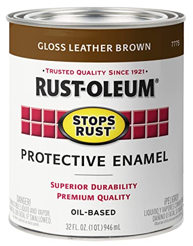 Rust-Oleum Stops Rust Gloss Brush On PaintRust-Oleum 7775502 Stops Rust Brush On Paint, Quart, Gloss Leather Brown, 1 Quarts (Pack of 1)