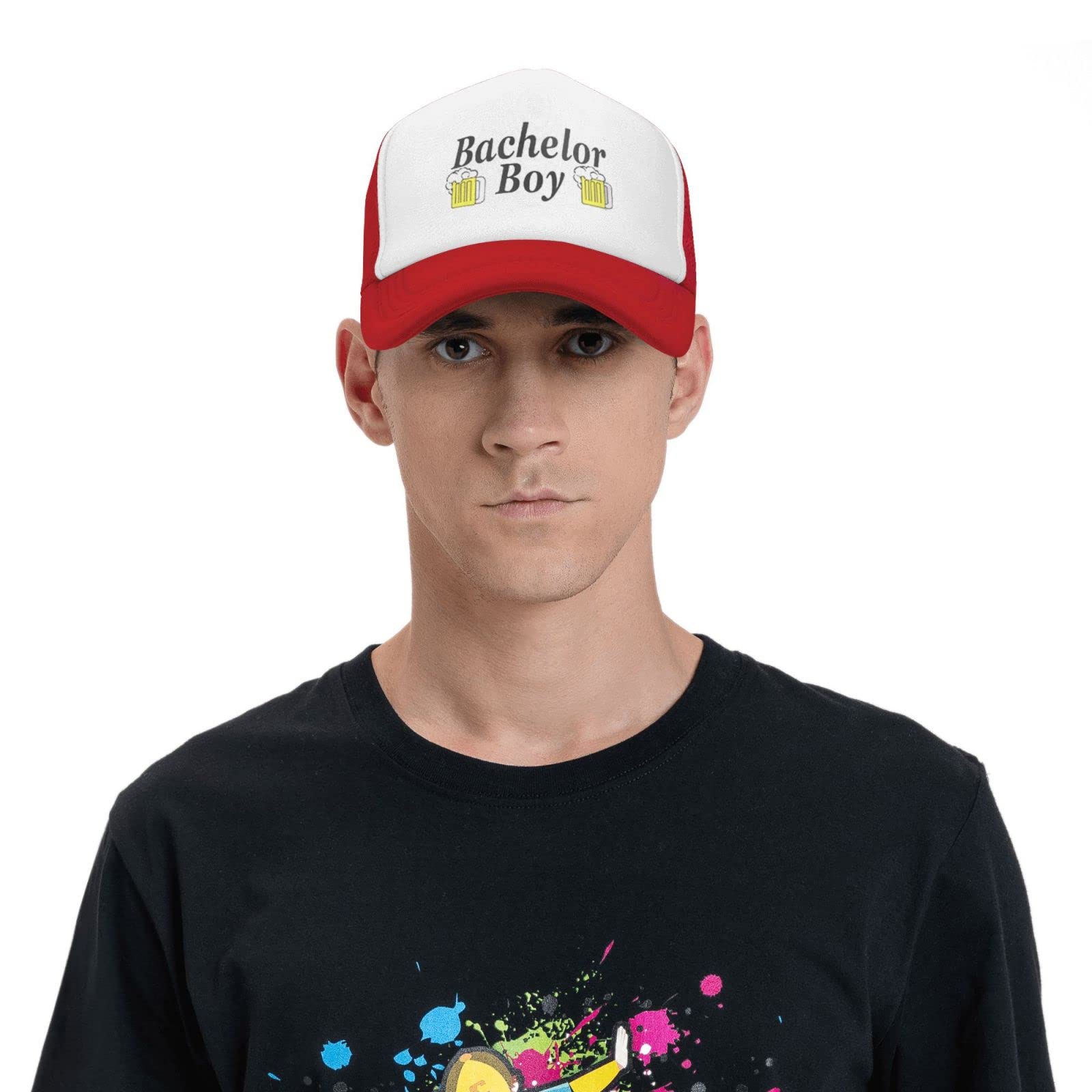 Waldeal Men's Bachelor Boy Party Trucker Caps Adjustable Mesh Baseball Hats Red