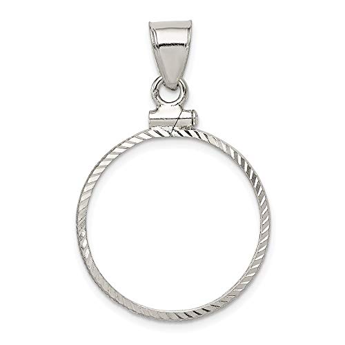 Saris and Things 925 Sterling Silver 21.1 x 2mm $0.05 Diamond Cut Coin Bezel Shaped Pendant