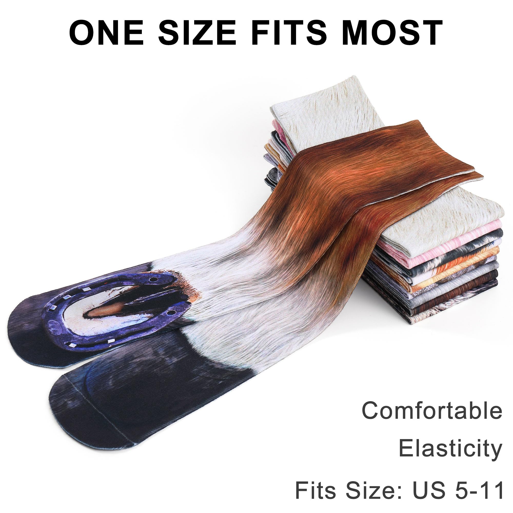 Tiaronics 3D Socks Unisex Adult Animal Paw Crew Socks - Sublimated Print (Horse)
