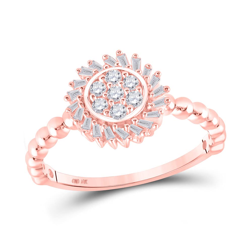 The Diamond Deal 10kt Rose Gold Womens Round Diamond Cluster Ring 1/3 Cttw