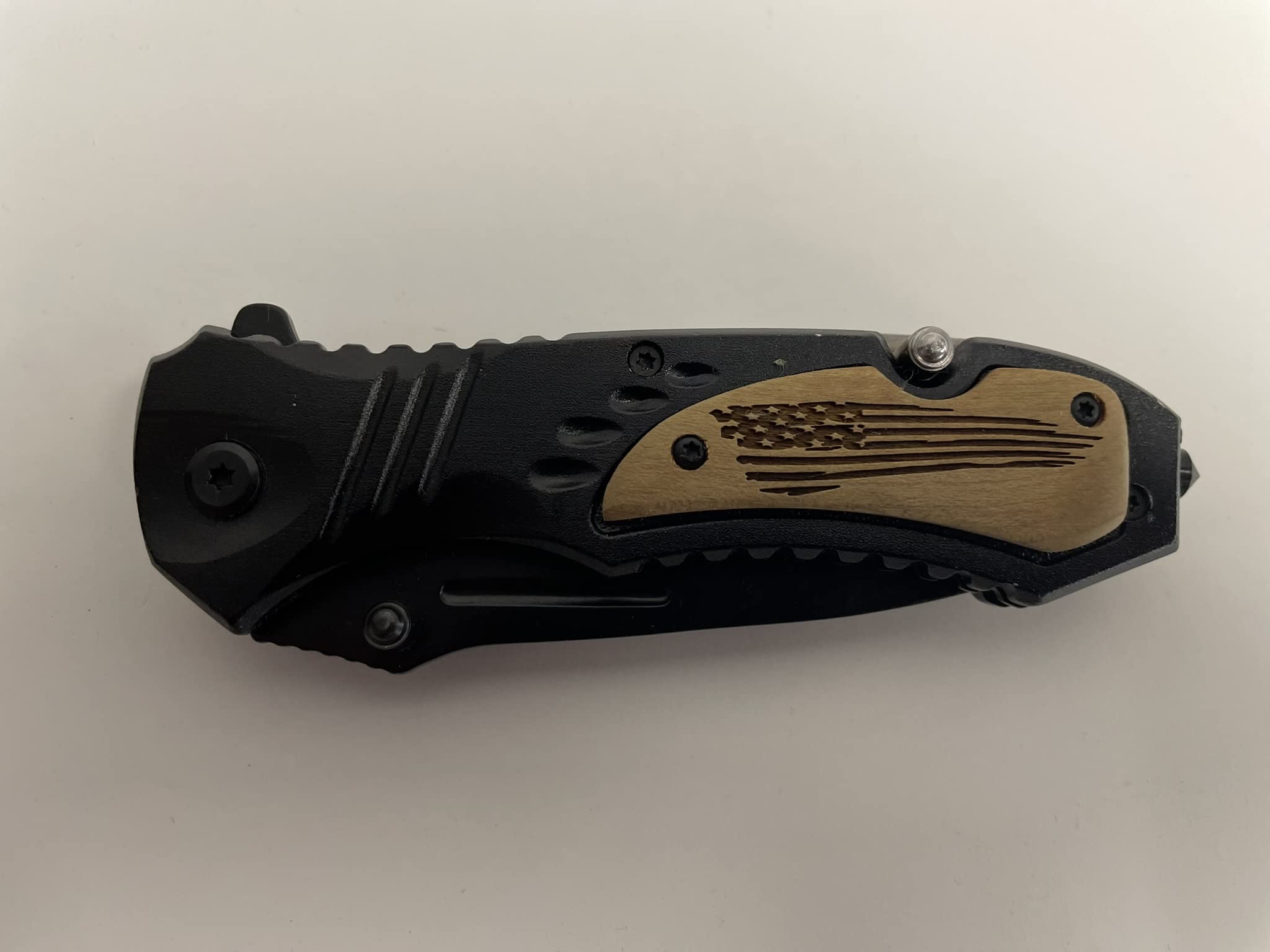 Tactical Knife Engraved American Flag