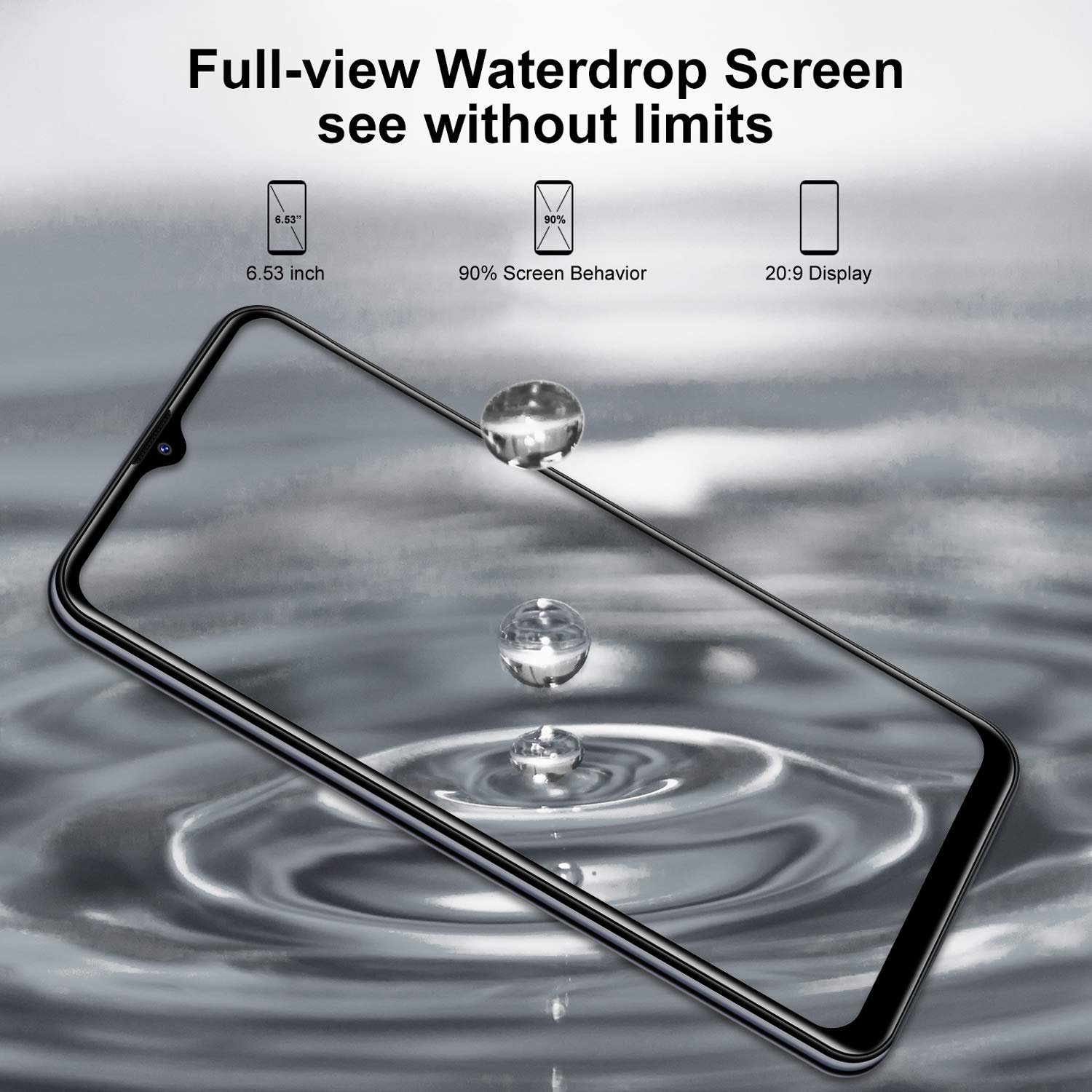 Xgody X30 Unlocked Cell Phone,Android 9.0 Mobile Phones Cheap,Dual Sim-Free Smartphone with 6.53 inch HD(20:9) Waterdrop Screen,5MP + 16GB ROM(Black X30)