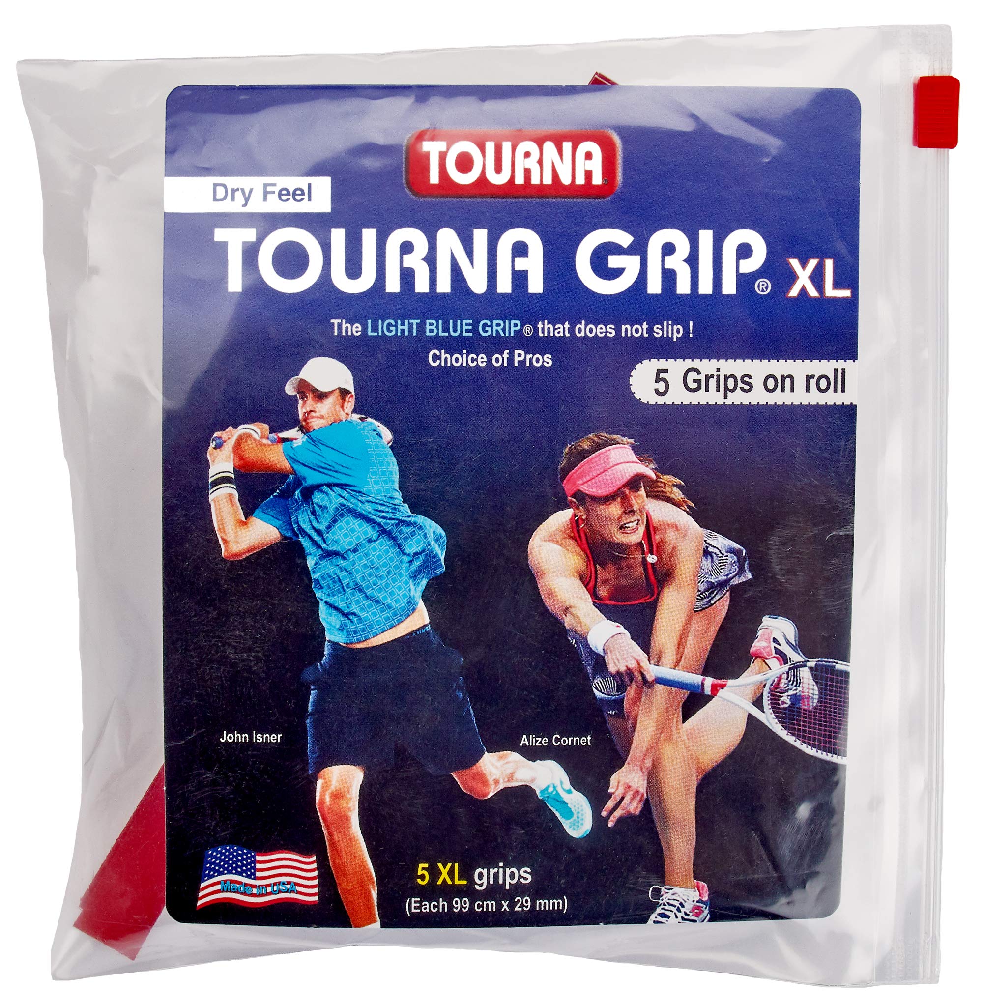 Tourna Grip XL 5 Grips per Pack, trademarked Blue