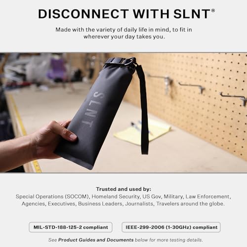 Silent Pocket SLNT Mini Waterproof Faraday Phone Sleeve Dry Bag Signal Blocking, Instant Protection and Security, Protects Against Cellular, GPS, WiFi, Bluetooth, EMR, EMF, Radiation, Anti-Hack Black