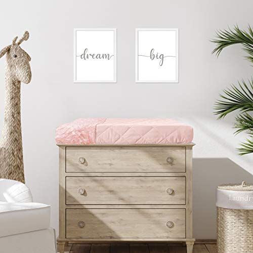 Sweet Jojo Designs Pink Floral Rose Girl Baby Nursery Changing Pad Cover - Solid Light Blush Flower Luxurious Elegant Princess Vintage Boho Shabby Chic Luxury Glam High End Roses