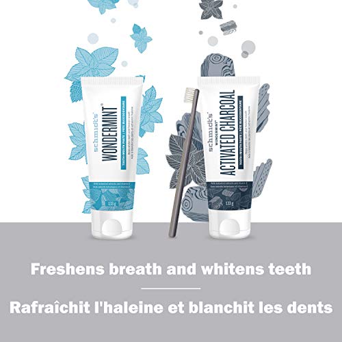 Schmidt's toothpaste with Vitamins and Botanical Extracts, Wondermint with Activated Charcoal, Helps Whiten Teeth, Fluoride Free, 4.7 Ounce (Pack of 6)