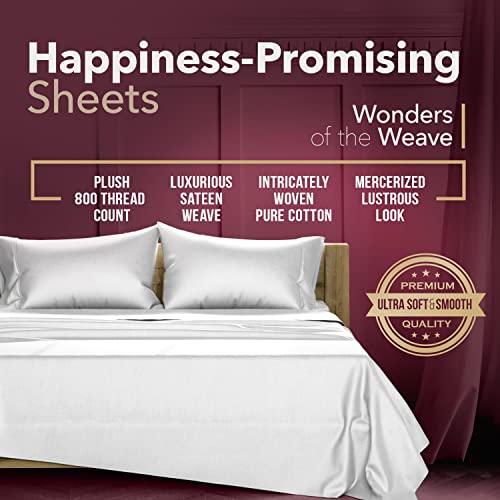 TEXAS LINEN CO. Egyptian Cotton Queen Sheet Set, 800 TC 4 PC Silver Grey Egyptian Cotton Sheets for Queen Size Bed, Extra Long Staple Cooling Sheets, Luxury Hotel Sheets, Deep Pocket Queen Sheets Set
