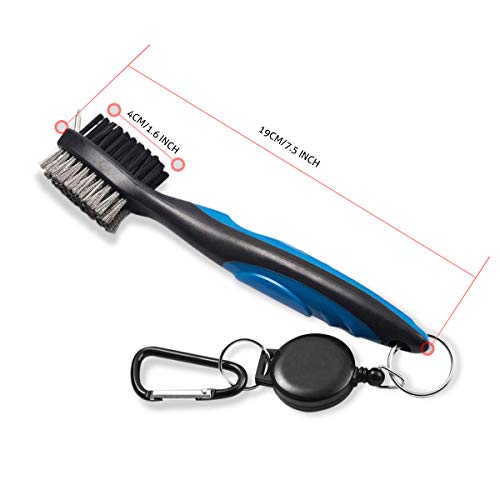 SportsGenics Golf Brush (Pack of 2) with a Golf Club Groove Sharpener - Double Sided Golf Club Cleaner - 6 Head Golf Groove Sharpener for Sharpening - Golf Club Cleaning kit - Golf Accessories