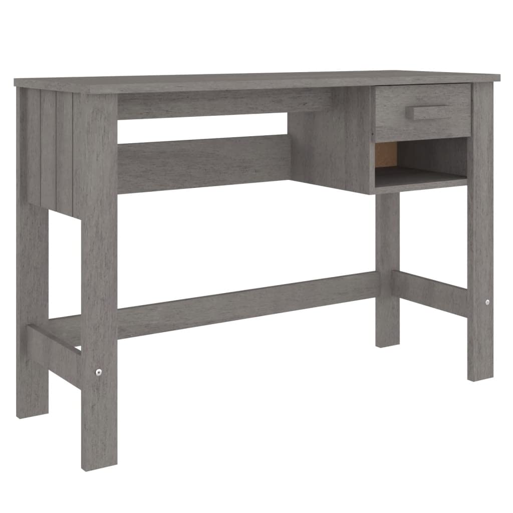 SunshineFace Computer Desk with Drawers, Office Desk with a Drawer and an Open Compartment, Writing Desk, Solid Wood Pine Study Table Makeup Vanity Console Table, Grey