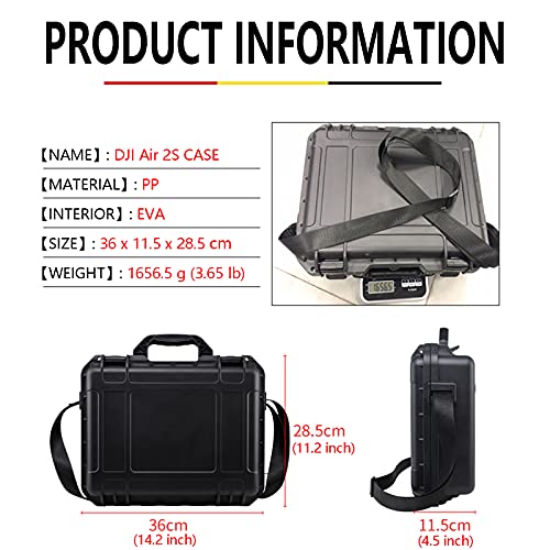 Professional Hard Case for DJI Air 2S with Strap Shockproof Waterproof Case Compatible with DJI Mavic Air 2, Smart Controller, Batteries,Charger, Lens Filter Case, Propellers