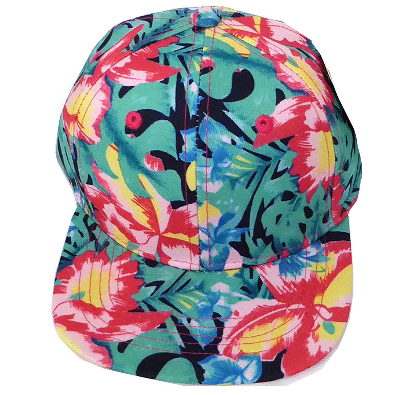 SILVERFEVER Infant Toddler Kids Junior Solid Color Structured Snapback Cap Flat Bill Trucker Hip Hop Hat (Infant-Toddler 48", Hawaiian Flower Black)