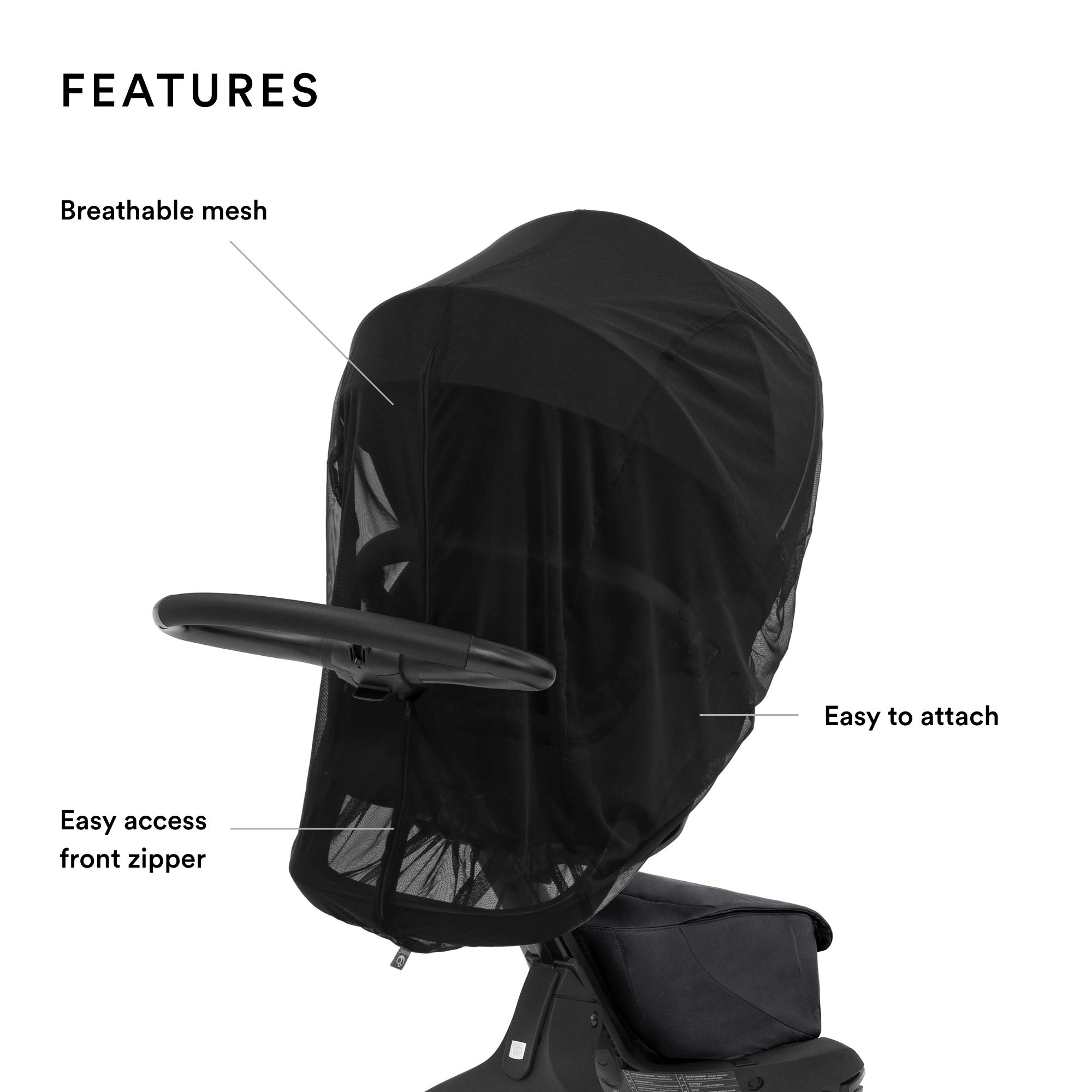 Stokke Xplory X Mosquito Net, Black - Protects Baby from Insects - Made with Breathable Mesh - Easy to Use, Transport & Store - Folds Into Integrated Accessory Bag