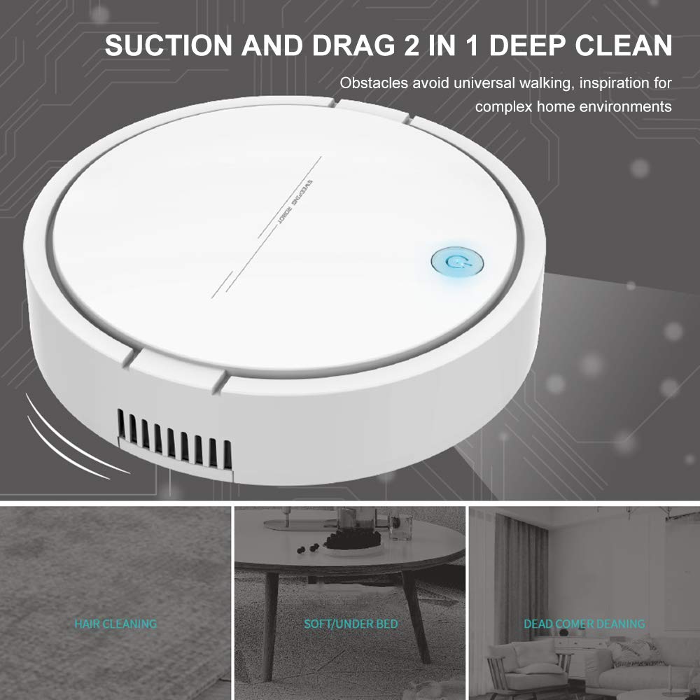 XINJIA Robot Vacuum Cleaner,Automatic Rechargeable Smart Clean Sweeping Robot,Intelligent Sweeper,Automatic Smart Robot Vacuum Cleaner Mop for Floor Carpet Pet Dog Hair