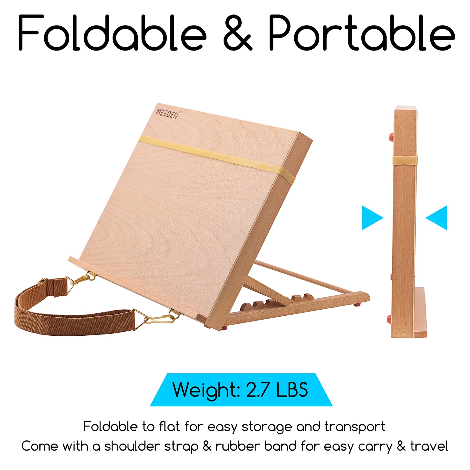 Portable & Adjustable Wood Sketching Board - ATWORTH Wood Desktop Easel Tabletop Easel, 18½" x 14¼"