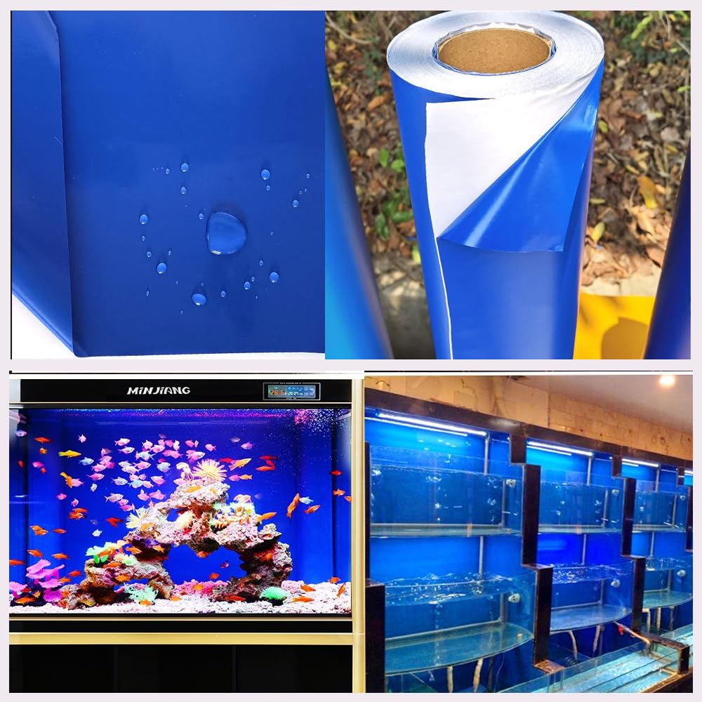 SB little Aquarium Background Sticker Decoration for 20-30 Gallon Fish Tanks, Black Blue White (17x34in / 43x87cm) (Black)