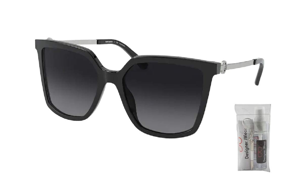 Tory Burch TY7146 179813 55M Black/Brown Gradient Square Miller Sunglasses for Women+ BUNDLE With Designer iWear Eyewear Kit