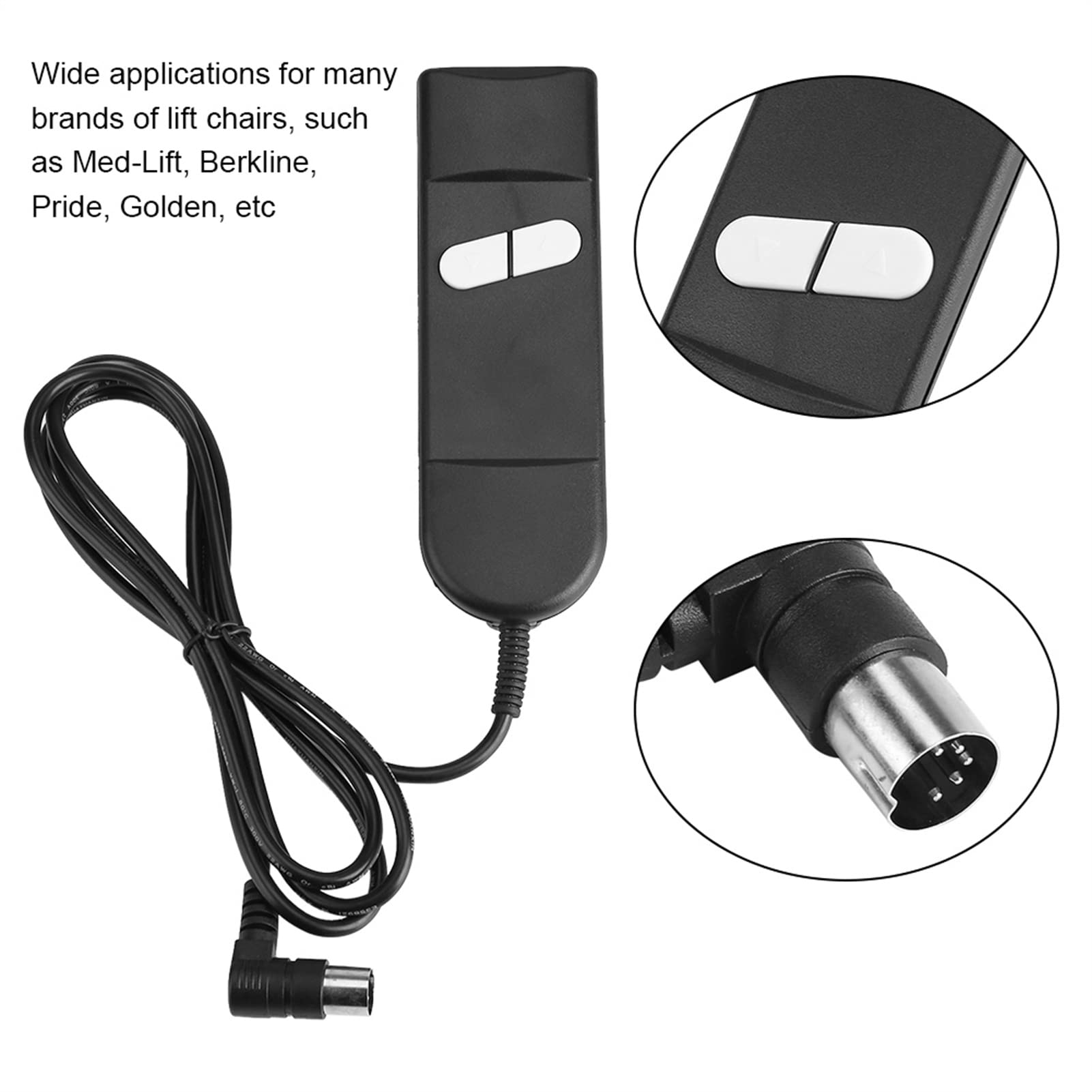 Taidda Recliner Hand Control, Power Recliner Replacement Button Electric Recliner Connector Multiple Uses 2 Button 5 Pins Connector Hand Controller for Lift Chairs Electric Recliner