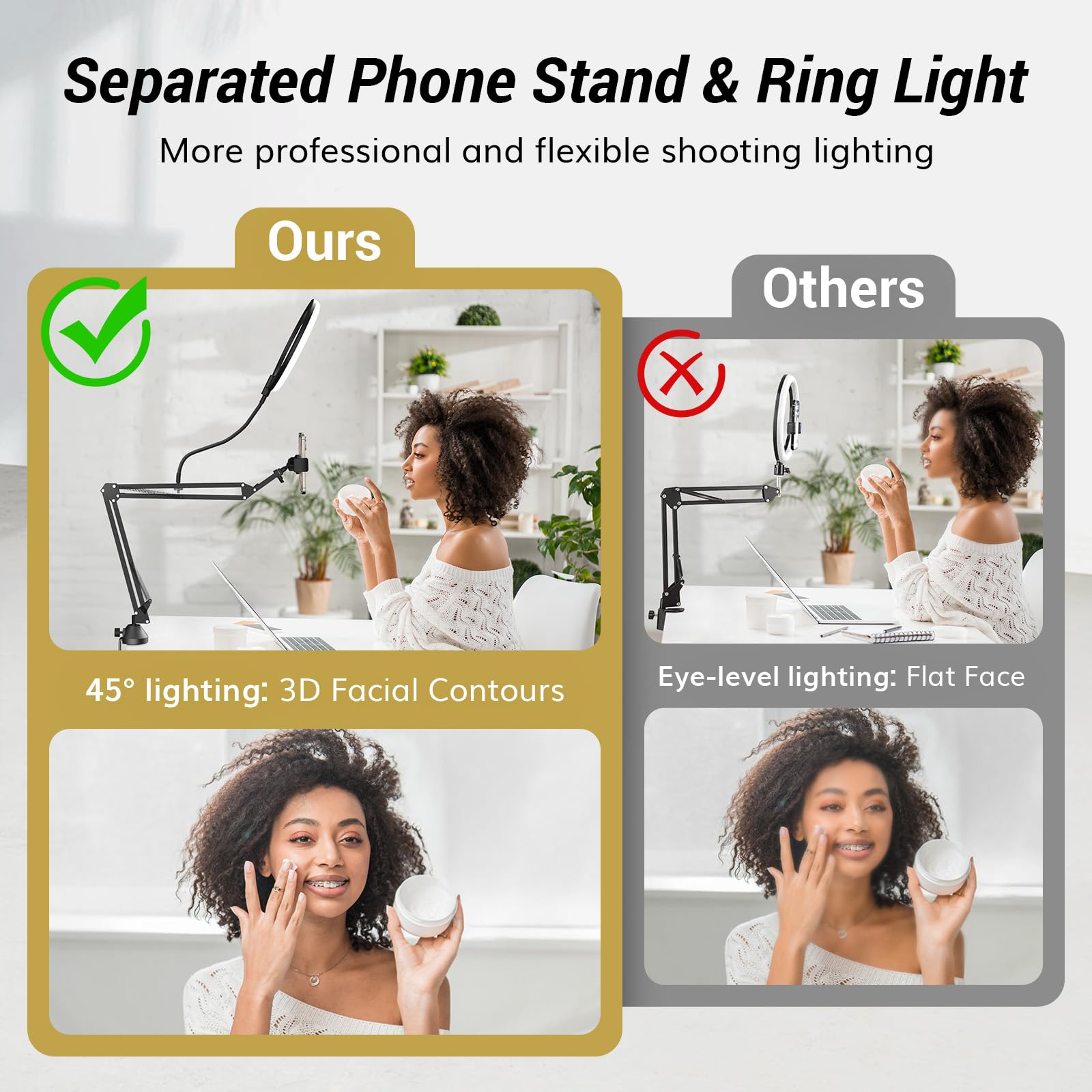 TONOR 12" Large Ring Light with Stand and Phone Holder,LED Selfie Ring Light with Tripod Stand for Phone, Dimmable Circle Ligh with Bluetooth Remote for Tiktok/YouTube/Makeup/Photography/Vlog TRL-20