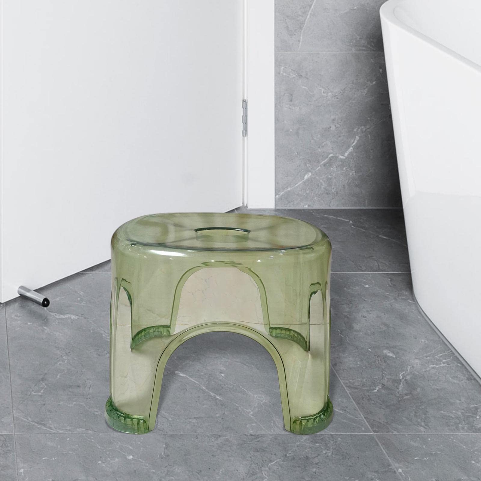 Small Stool for Bathroom, Step Stool Comfortable Potty Stool Shower Bench Ergonomic Shower Stool Non Slip, Green