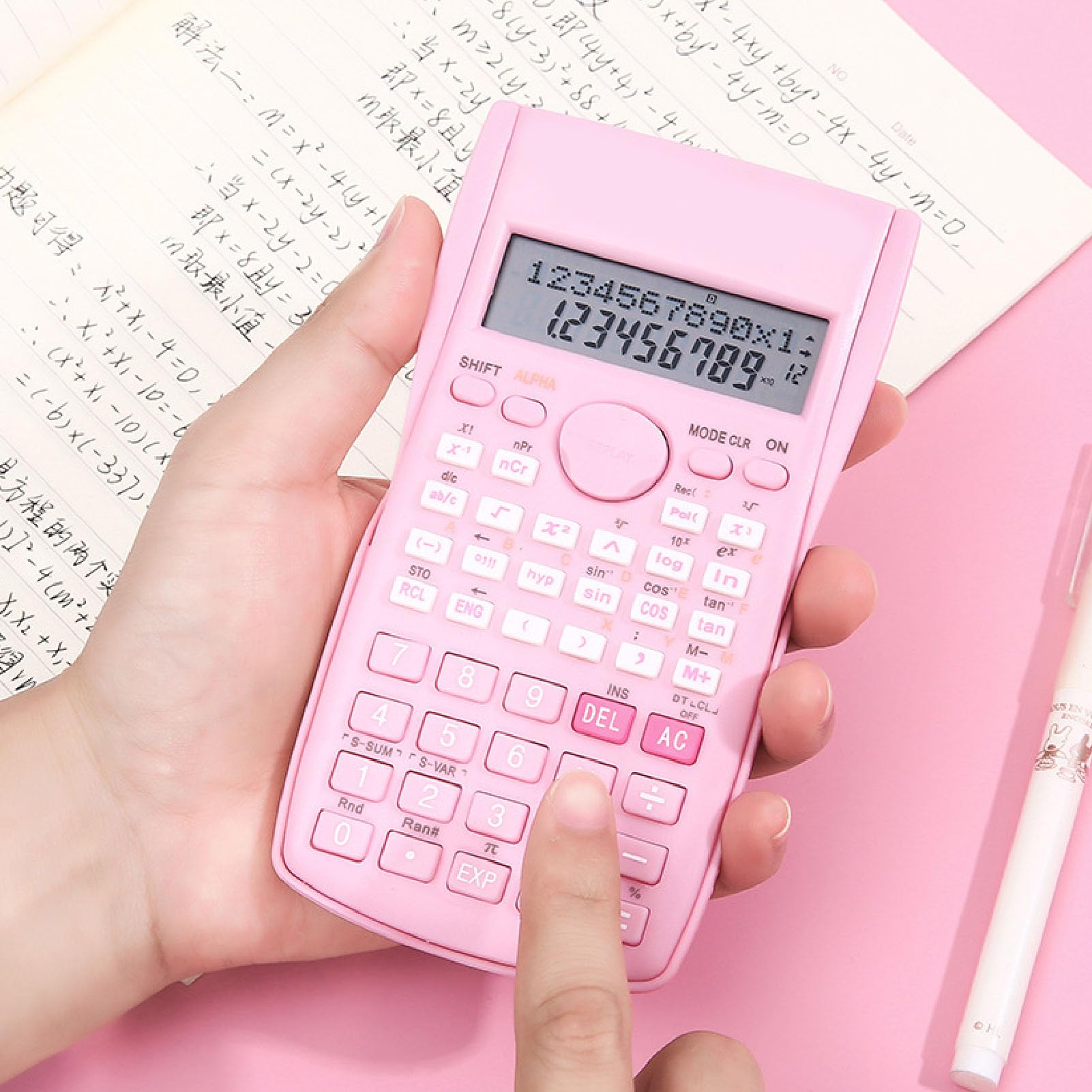 Scientific Calculator, 12 Bit Math Calculator with 240 Functions, Large Display, Sliding Hard Cover for Middle College Students Teachers (Blue)