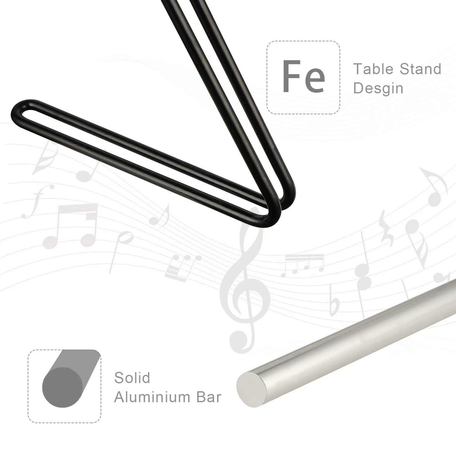 Table Top Bar Chime, Single-row Musical Percussion Instrument with Solid Aluminum Pipe and Iron Stand Stick for Ornament Classroom Office Decoration Kids Educational Gift