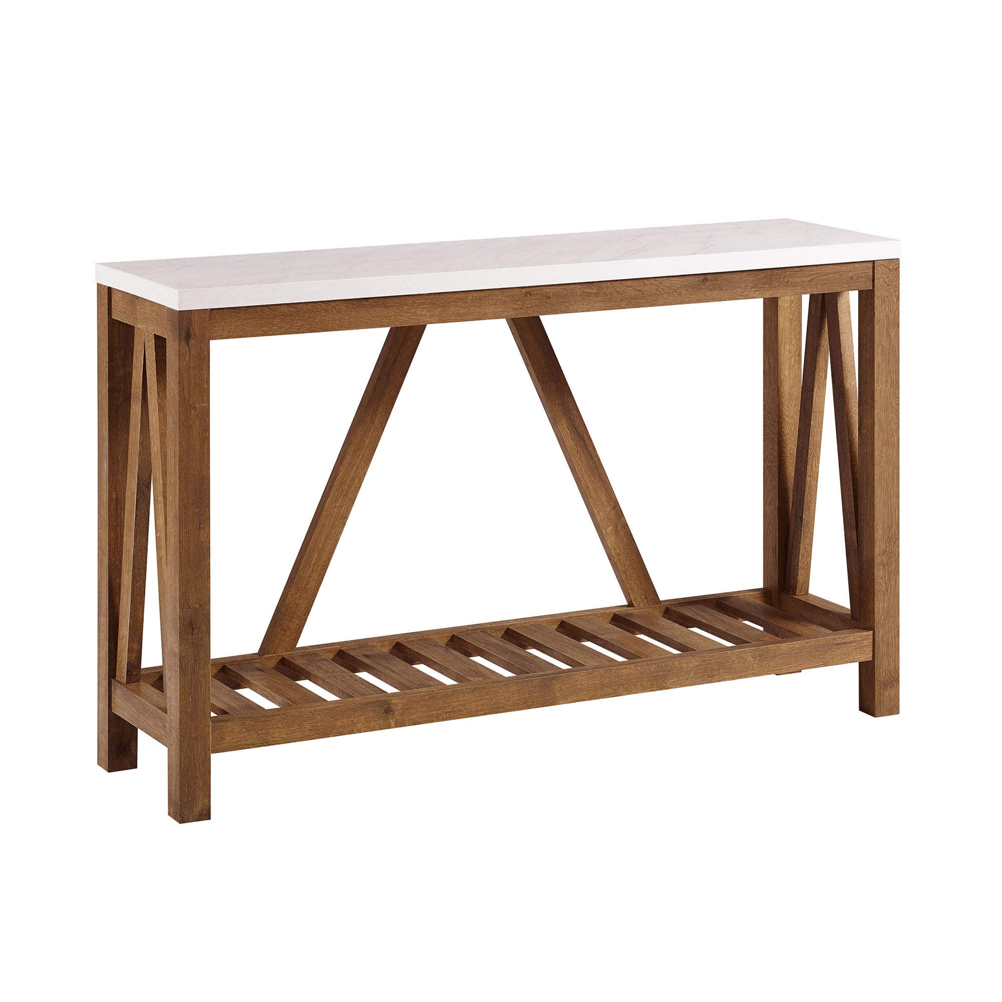 Walker Edison Modern Farmhouse Accent Entryway Table Entry Table Living Room End Table, 52 Inch, Concrete