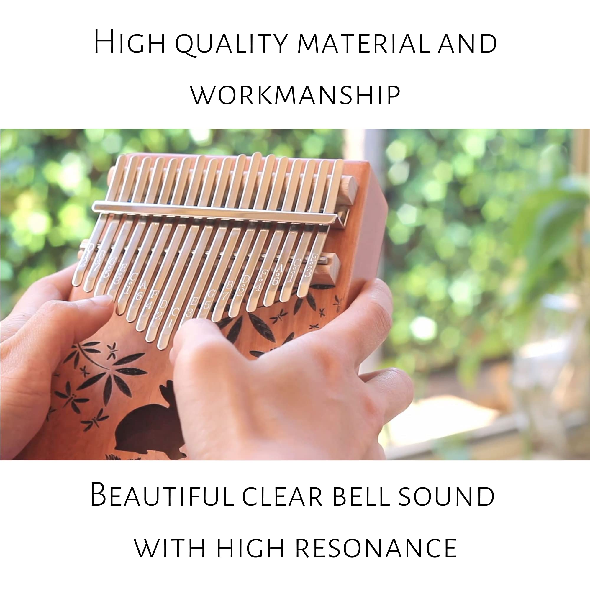 Zoanaz Kalimba Thumb Piano 17 Keys and Mini Kalimba 8 Keys. Gift Box Includes 2 Kalimbas Cute Bunny Heart Shape. Complete Set of Mbira Finger Piano