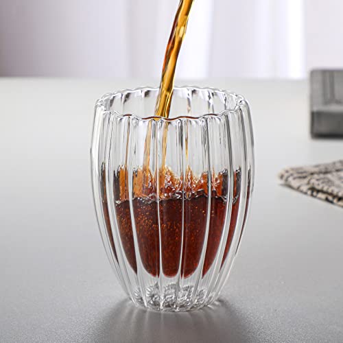 WAAOPO Double Walled Glass Coffee Mugs(5.6oz/350ml) ,Thermal Coffee Cups,Glass Cups for Tea, Coffee, Latte, Cappuccino,Pack of 2