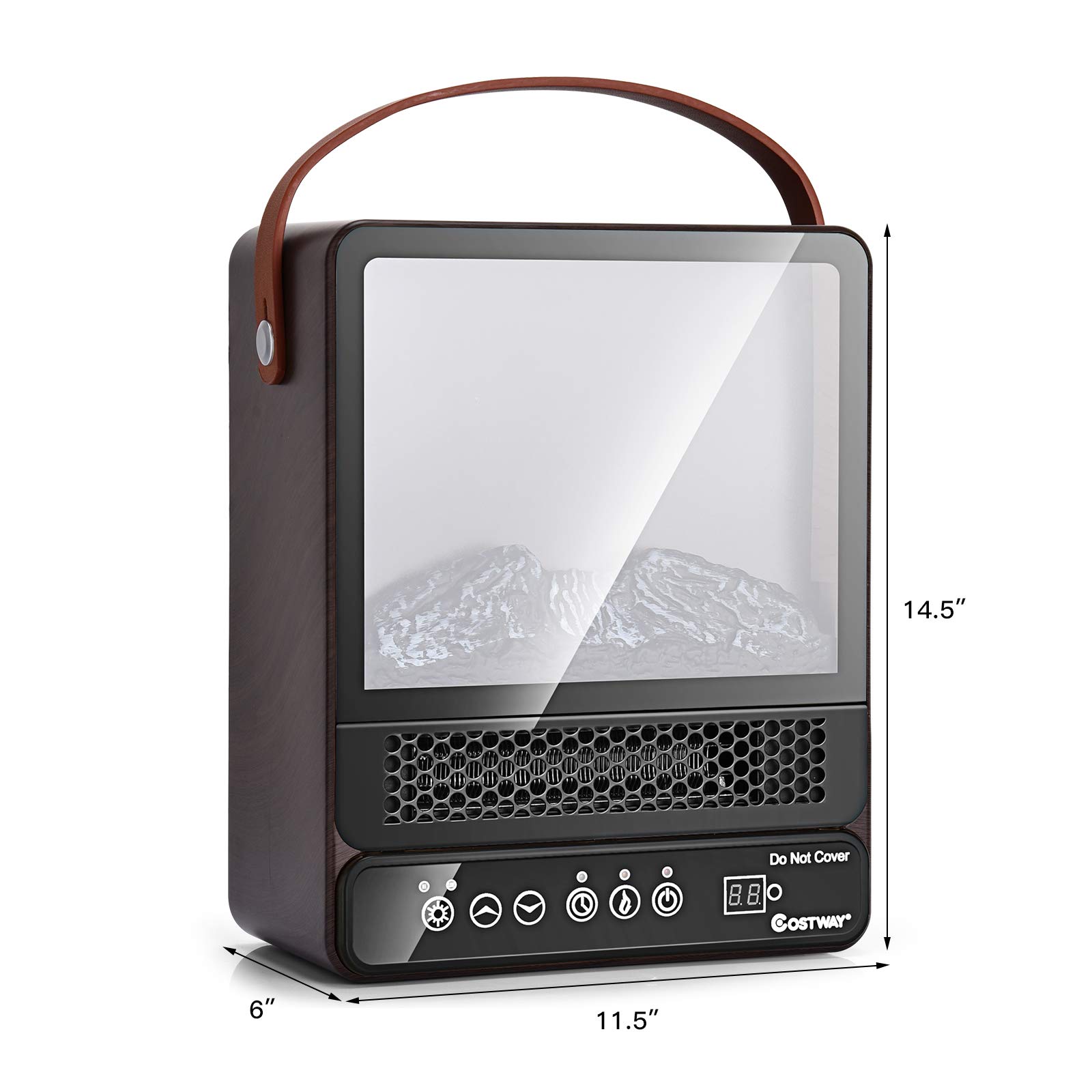 S AFSTAR 14.5" Portable Electric Fireplace, 1500W Small Fireplace Heater with 4 Flame Brightness, 12H Timer, Remote Control & Realistic 3D Flame Effect, Space Heater Fireplace for Home, Office, Indoor