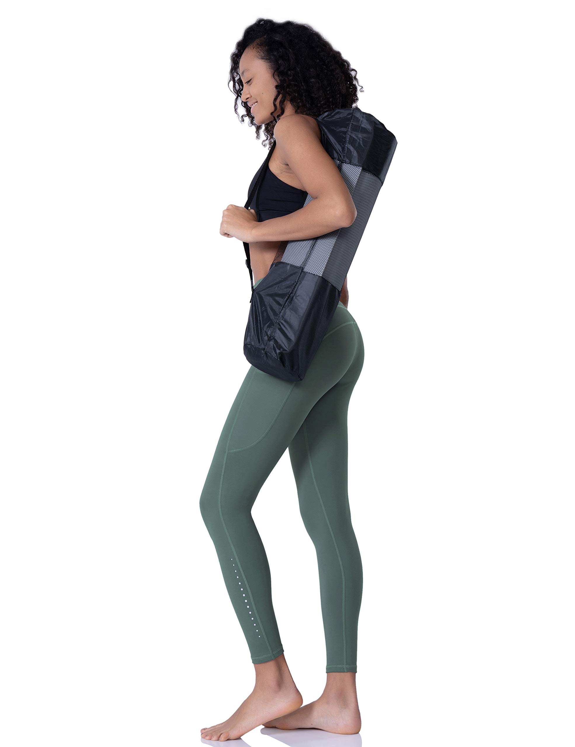 POSHDIVAH Ultra Soft Yoga Pants for Women High Waited Tummy Control Workout Leggings with Pockets Crab Green S