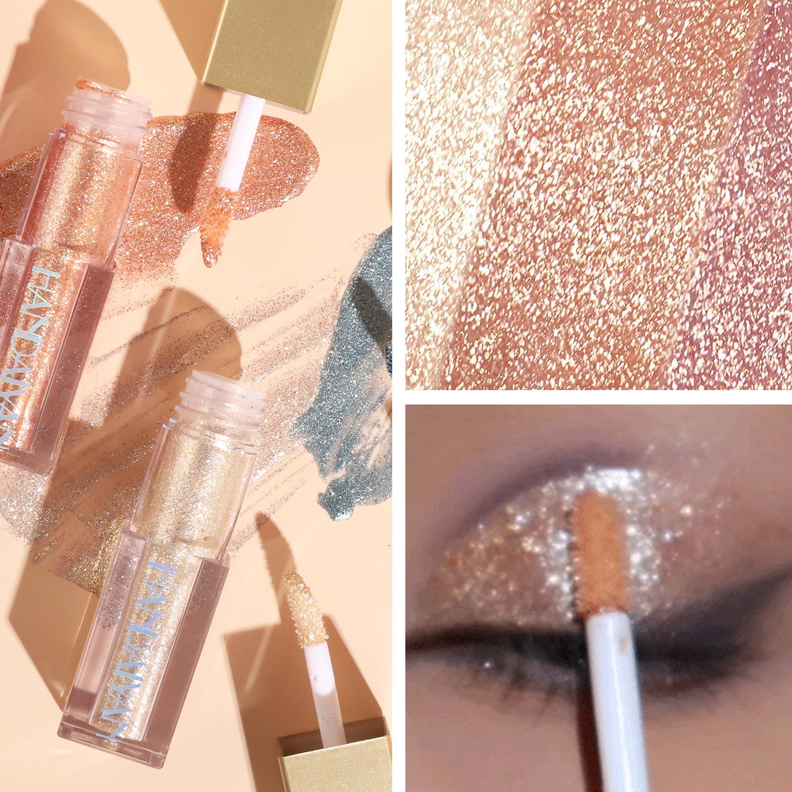 Quxunzzz Liquid Glitter Eyeshadow,Liquid Glitter Eyeliner Metallic Glitter Shimmer Eye Looks Waterproof Long Lasting Quick-Drying Sparkling(05#)