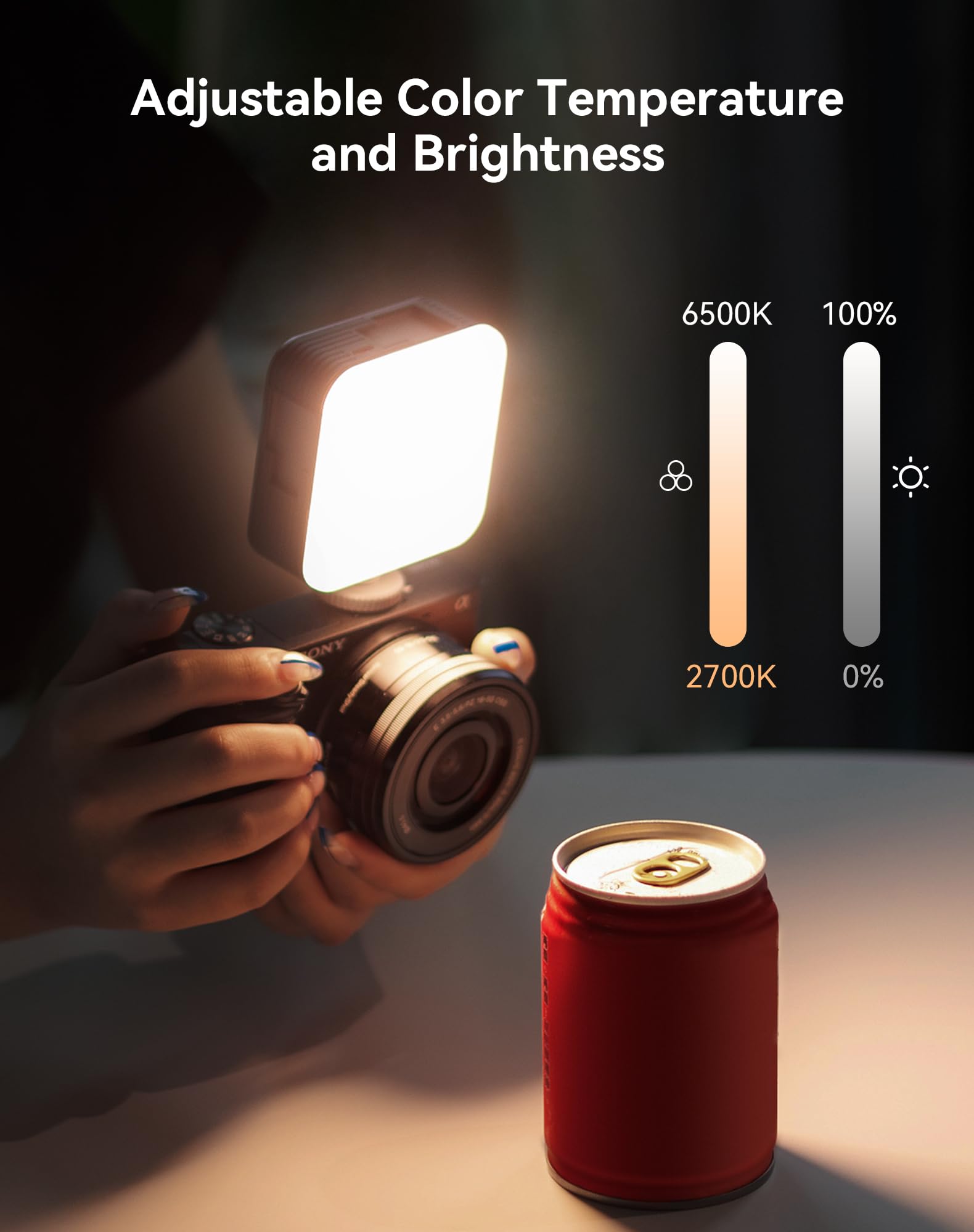 SmallRig P96 LED Video Light, Portable Camera Lights, 96 LED Beads for Photography Video Lighting, Rechargeable 2200mAh CRI 95+ 2700-6500K w 3 Cold Shoe 3286B
