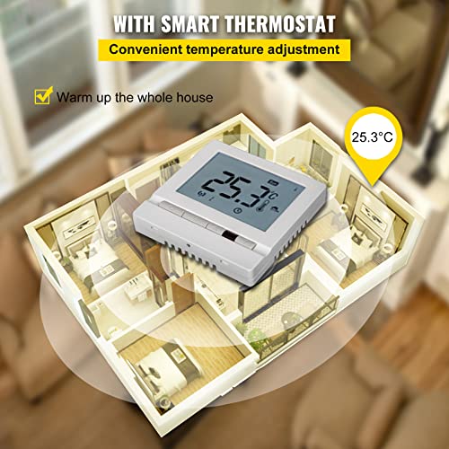 VEVOR Floor Heating Cable,540W 120V Floor Tile Heat Cable,141.1 FT Long,42.7 sqft,with Convenient Temperature Control Panel,No Noise or Radiationā¦