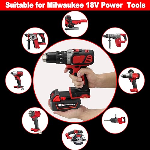 Rocivic 2 Packs Replacement for Milwaukee M18 Battery 6.0Ah, Compatible with Milwaukee m18 48-11-1860 48-11-1852 48-11-1850 48-11-1862 48-11-1812 Cordless Tools