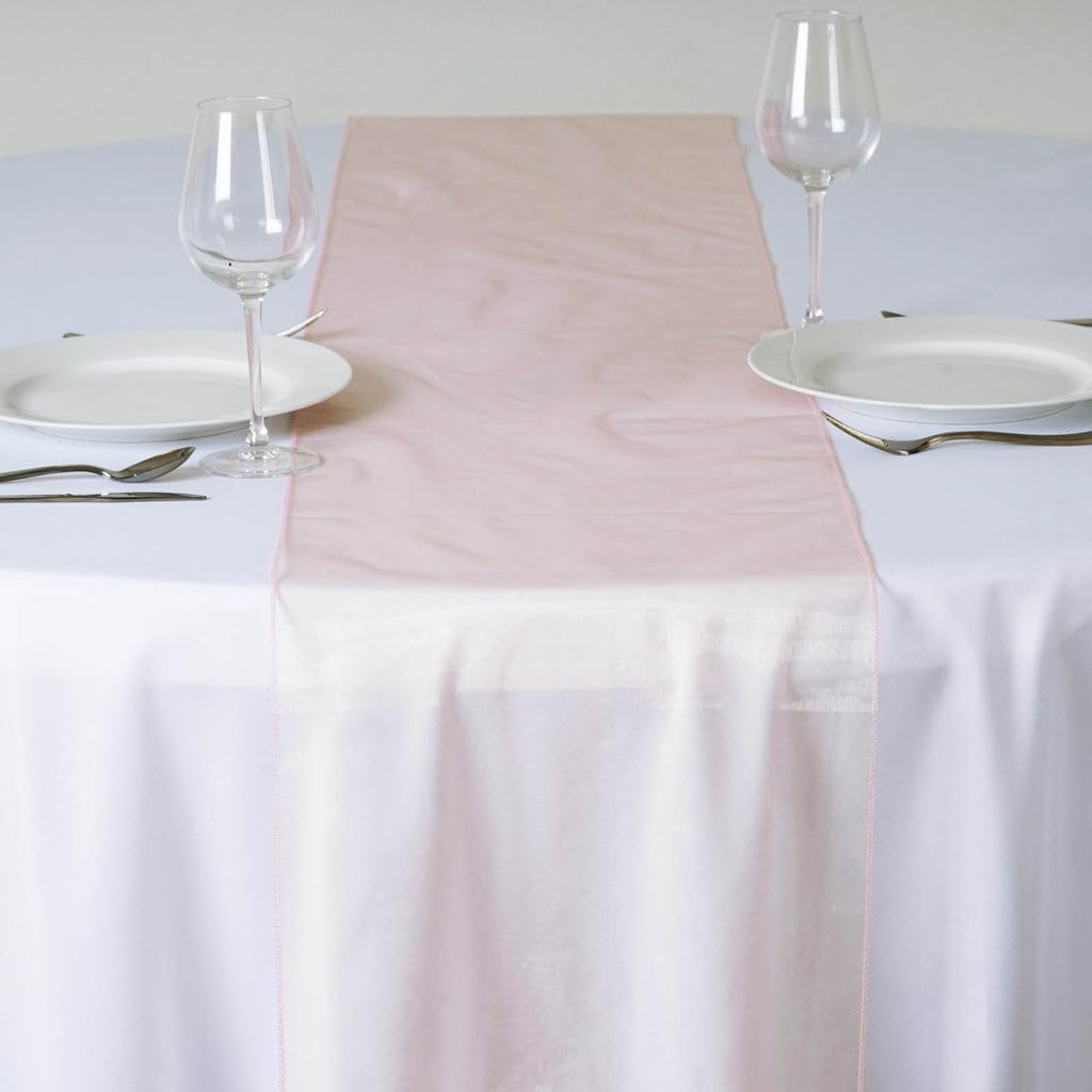 TABLECLOTHSFACTORY Blush Premium Organza Table Top Runner for Weddings Birthday Party Banquets Decor Fit Rectangle and Round Table
