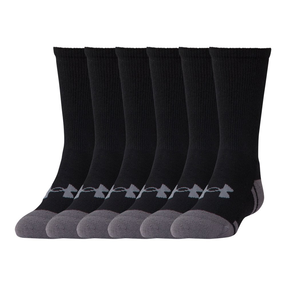 Under Armour Youth Resistor 3.0 Crew Socks, Multipairs, Black/Graphite (6-Pairs), Small