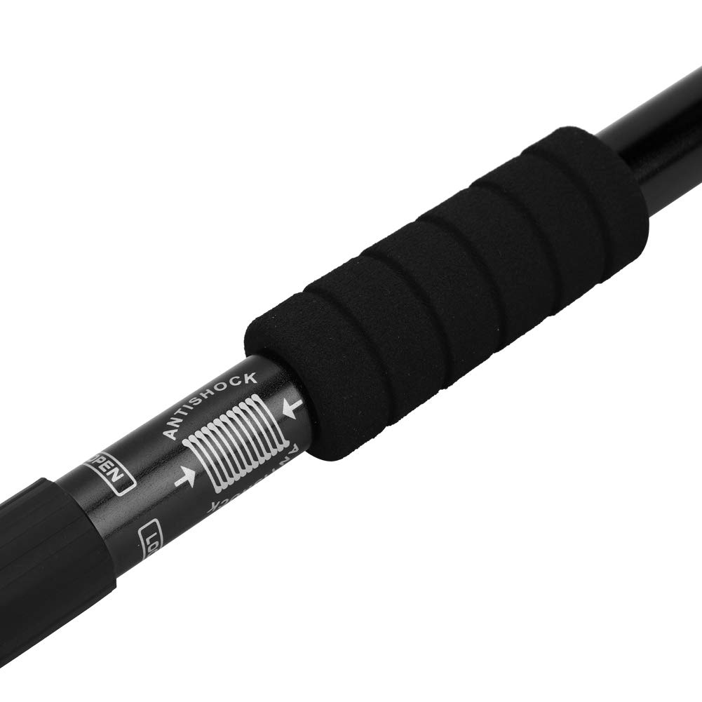 Walking Treking Pole for Outdoors Aluminium Alloy 4-Sections Walking Stick Alpenstock Suspension Straight Handle Trekking Pole (Black)