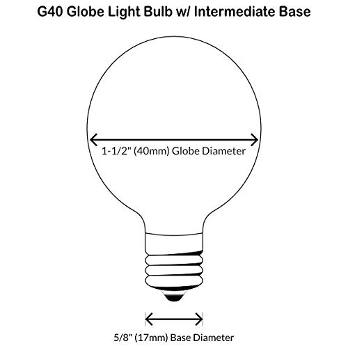 Sival G40 Replacement Globe Light Bulb, E17 base (intermediate), Clear, 7 Watts, pack of 25