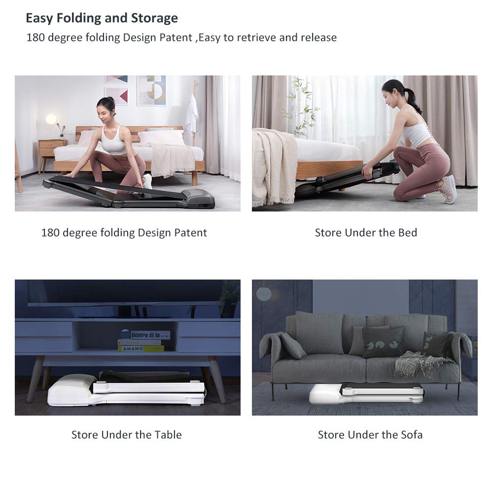 WalkingPad C1 Foldable Treadmill Walking Pad Smart Jogging Exercise Fitness Equipment, Free Installation Low Noise Footstep Induction Speed Control,Folding Under Desk 0-3.72mile/Hour