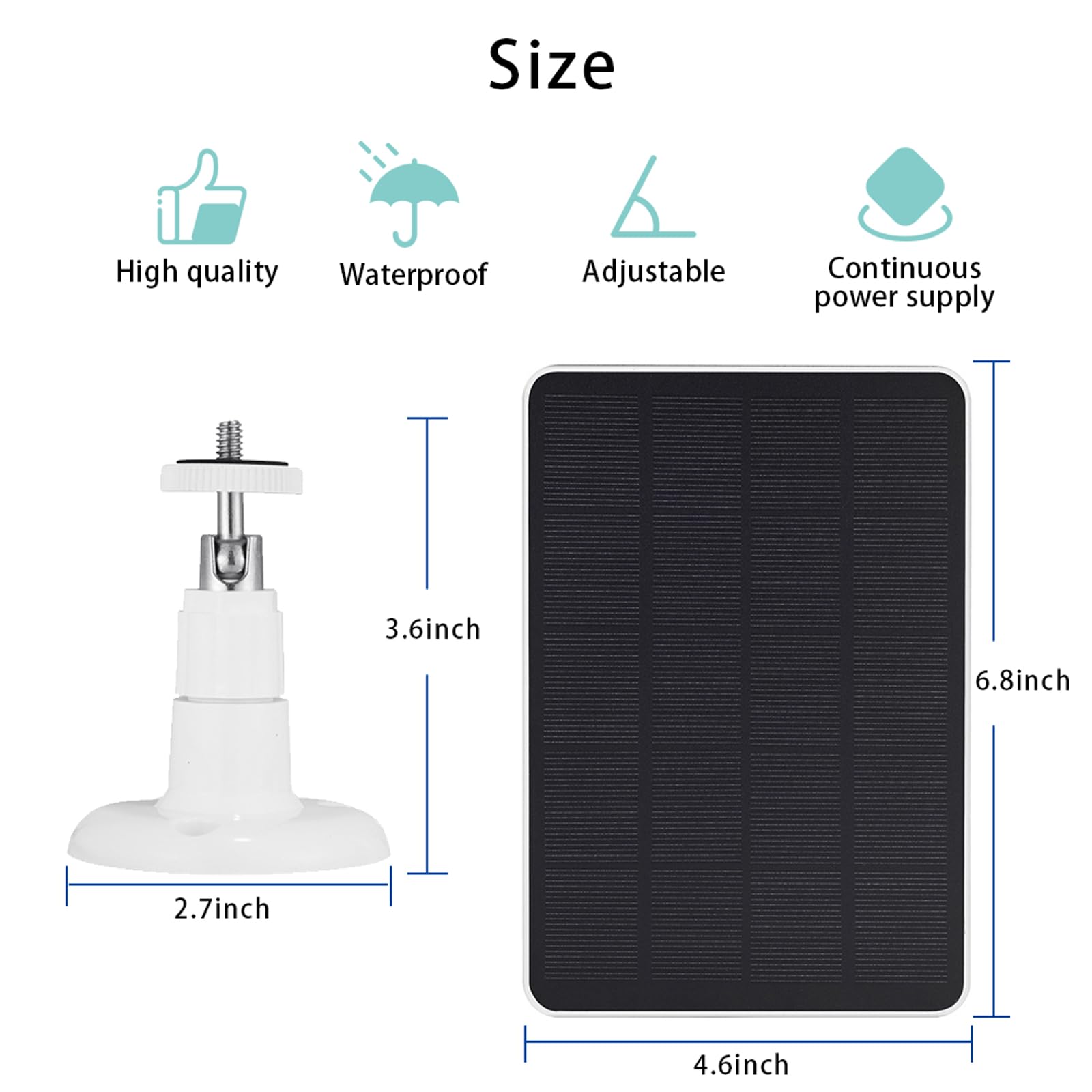 VVHOOY Solar Panel Compatible with WYZE Battery Cam Pro, Continuous Power Supply Micro USB & USB C 5V 4W Solar Panels with 9.8ft Charging Cable Adjustable Mounting