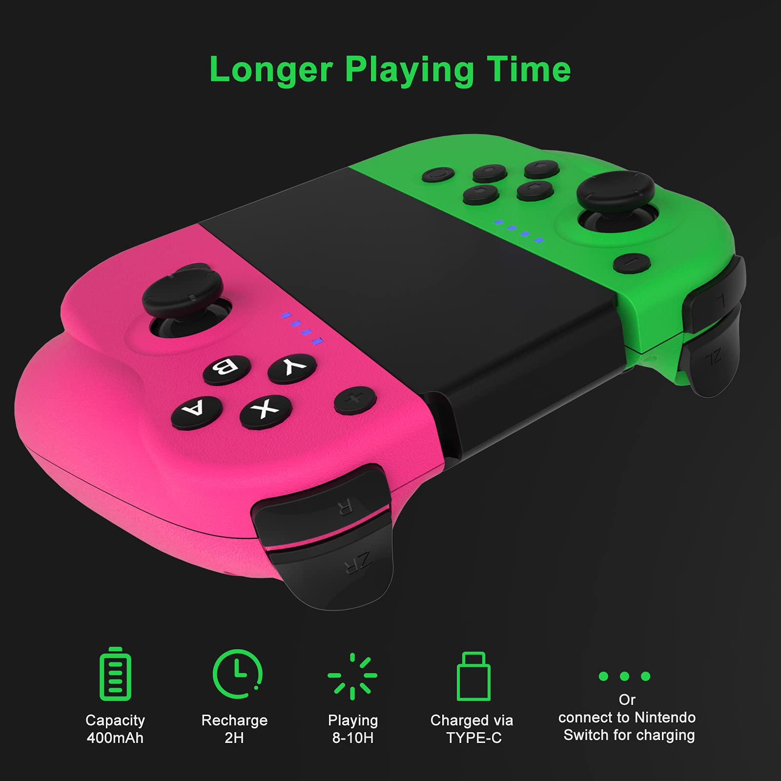 STOGA Wireless L/R Joypad Controller for Nintendo Switch/Switch Lite, Joy-Con Controller Replacement for Switch Joypad Console with Motion Control&Dual Shock–Pink/Green