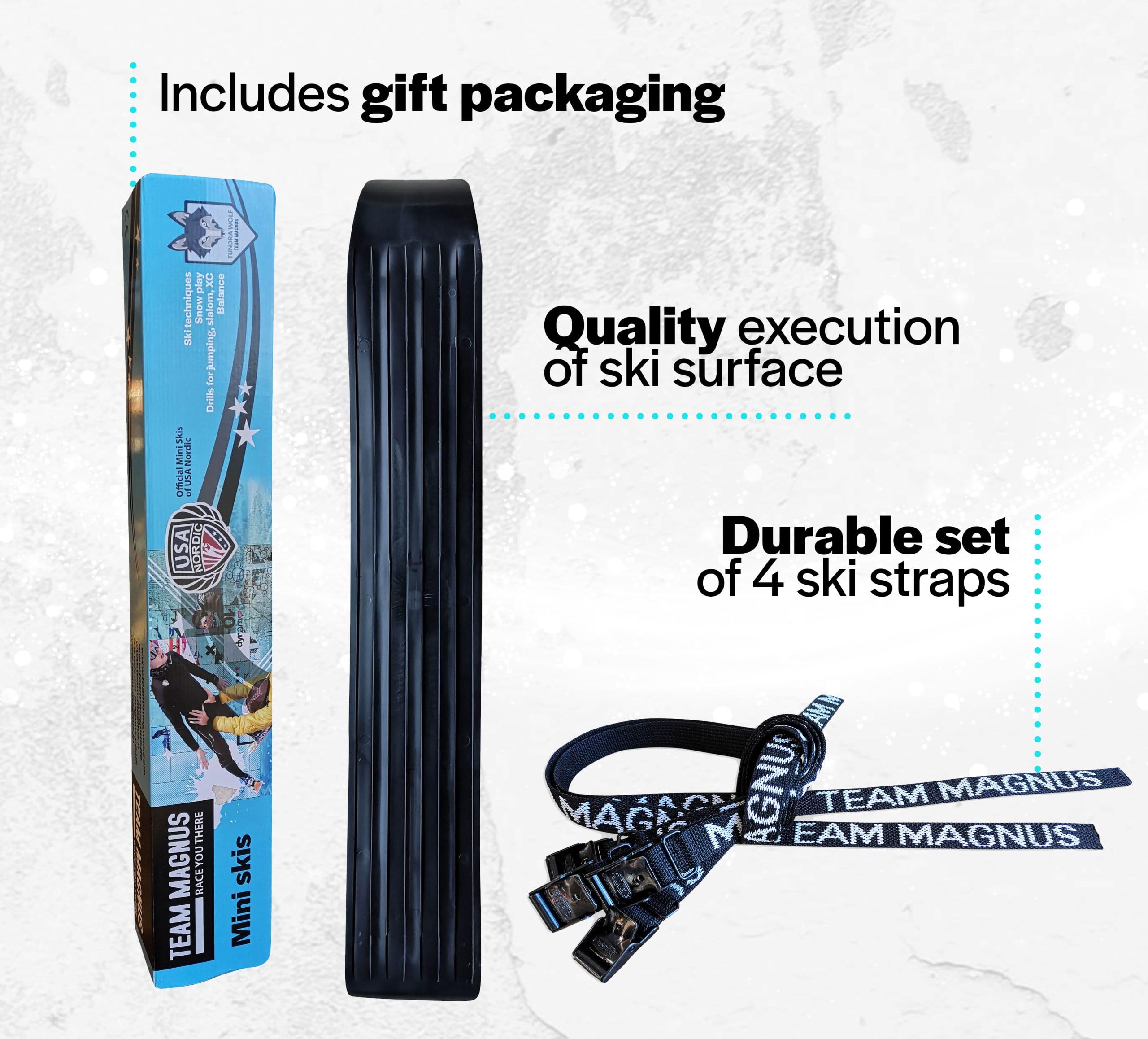 TEAM MAGNUS Kids skis for Skills & Fun - as Used by USA Nordic in Training Camps - All Boot Sizes