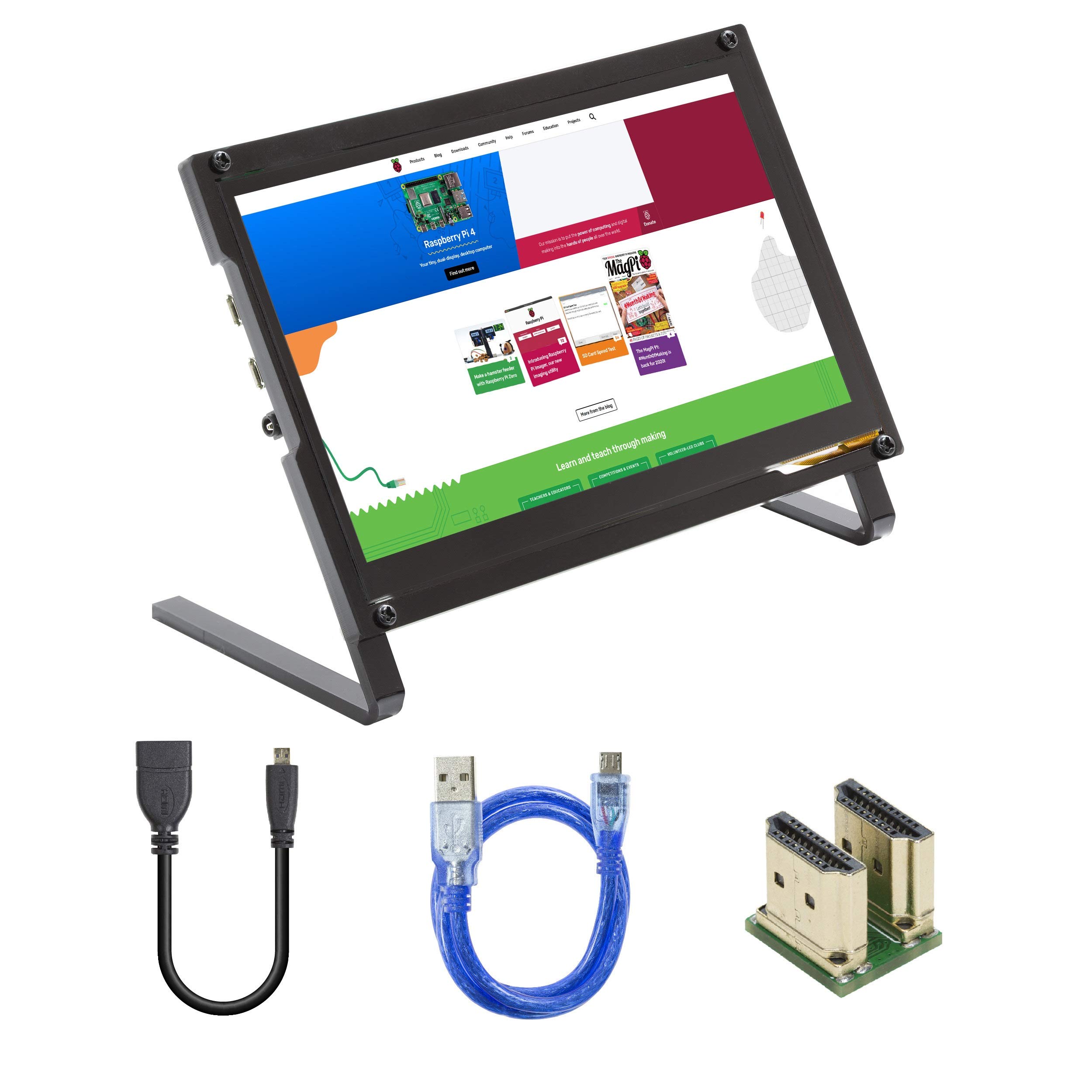 UCTRONICS for Raspberry Pi Screen 7 Inch IPS Touchscreen with Prop Stand, 1024×600 Capacitive HDMI LCD Monitor Portable Display for Raspberry Pi 4, 3B+, Windows 10 8 7, No Driver Needed