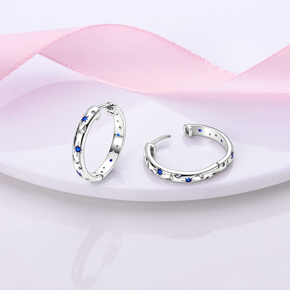 TINSLO 925 Sterling Silver Small Ring Type Personality Earrings, Hoop Huggie Earrings ，The best gift for ladies