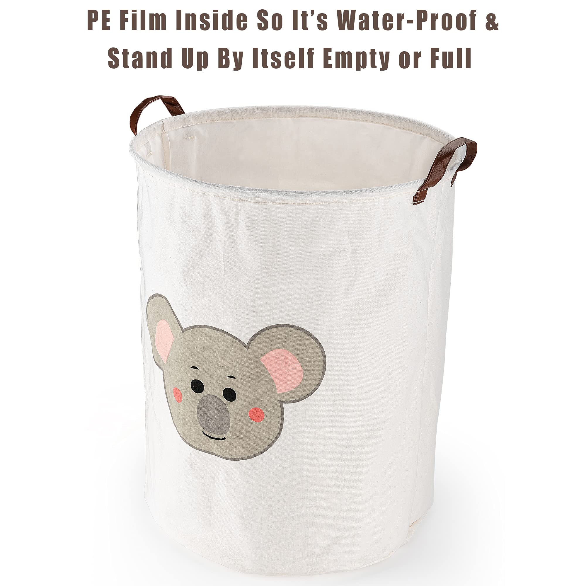 ULG 76L Freestanding Laundry Basket, 21.65" Large Storage Bin, Collapsible kids Laundry Hamper, Waterproof Nursery Hamper, Baby Hamper Storage Basket for Clothes Toys Bedroom Bathroom (Koala)