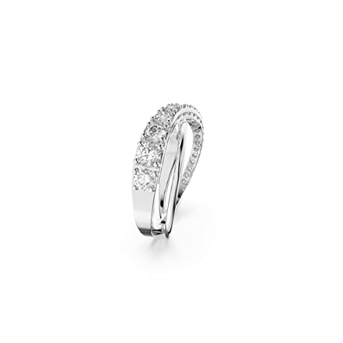 SWAROVSKI Women's Hyperbola Ring, White Crystal Stones in a Spiral Design, Rhodium Plated Setting, Size 55