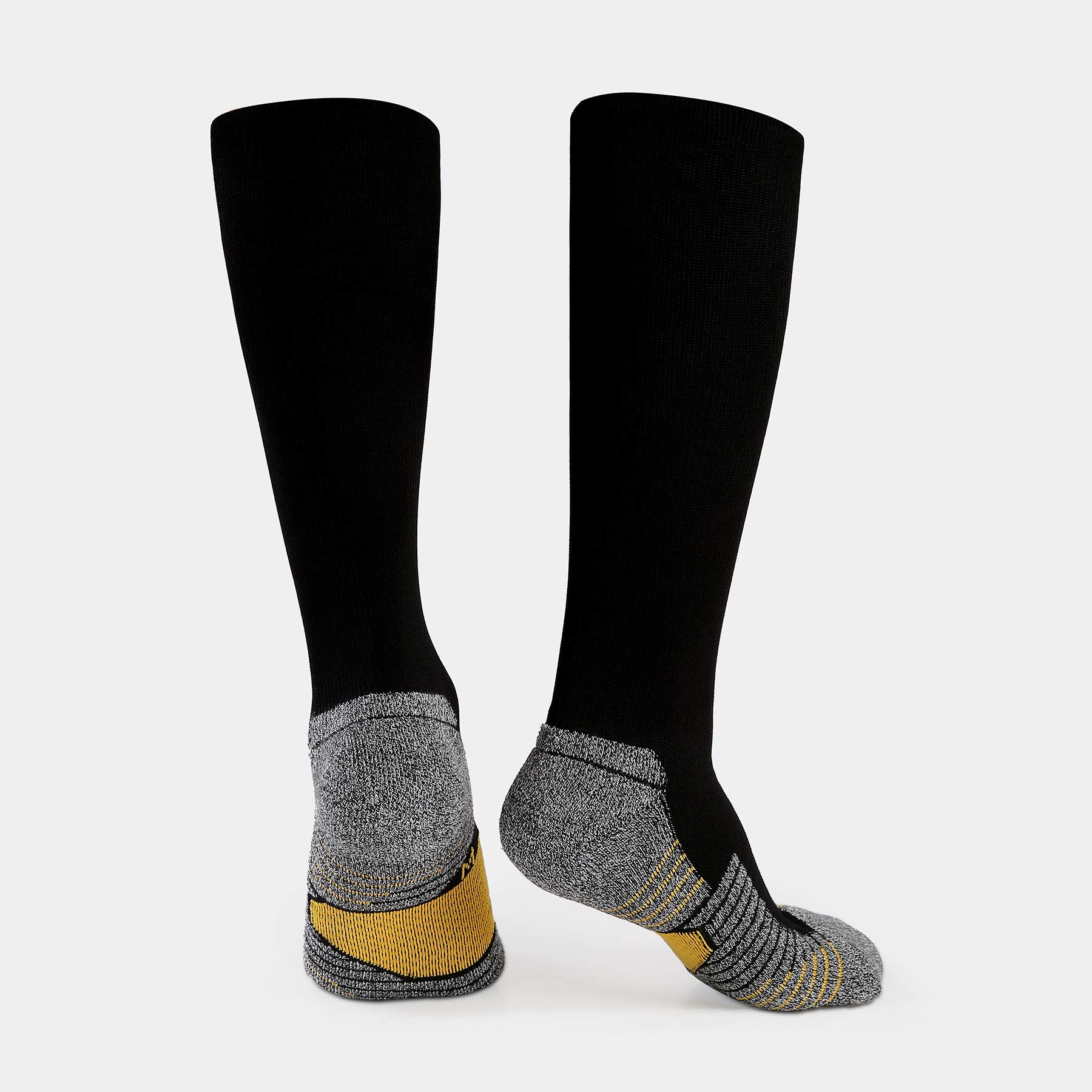 WANDER 6 Pairs Men's Athletic Run Cushion Over-the-Calf Tube Socks(2Green+2Red+2Yellow,size:9-12)