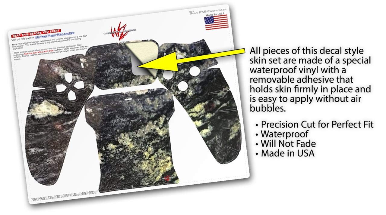 WraptorSkinz Skin Wrap compatible with Sony PS5 DualSense Controller Marble Granite 03 Black (CONTROLLER NOT INCLUDED)